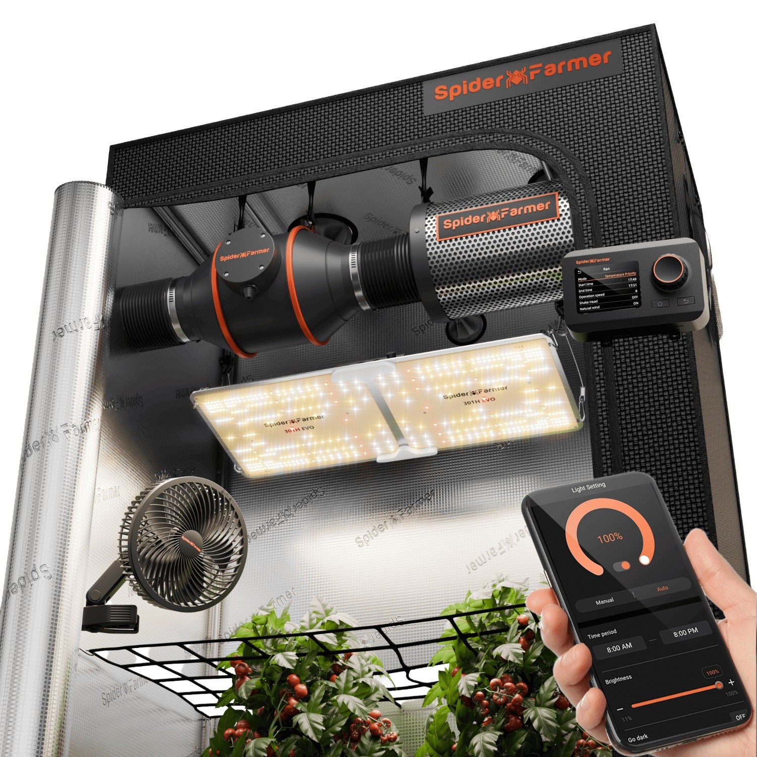 Spider Farmer Grow-Komplettset 120×60×180 cm – 200 W SF2000 LED & GGS ...